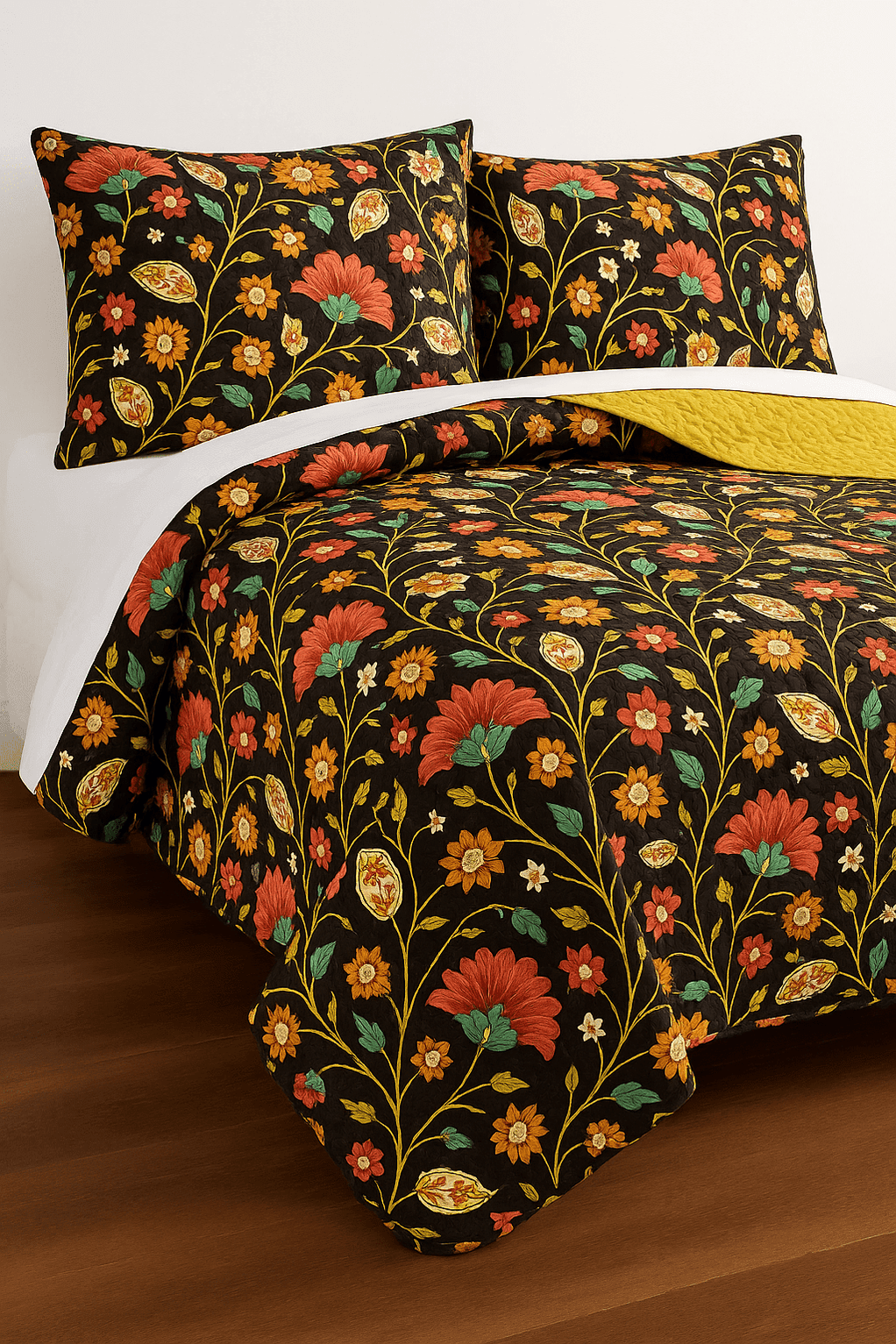 DaDa Bedding Collection Elegant Marigold’s Garden Quilt Reversible ...