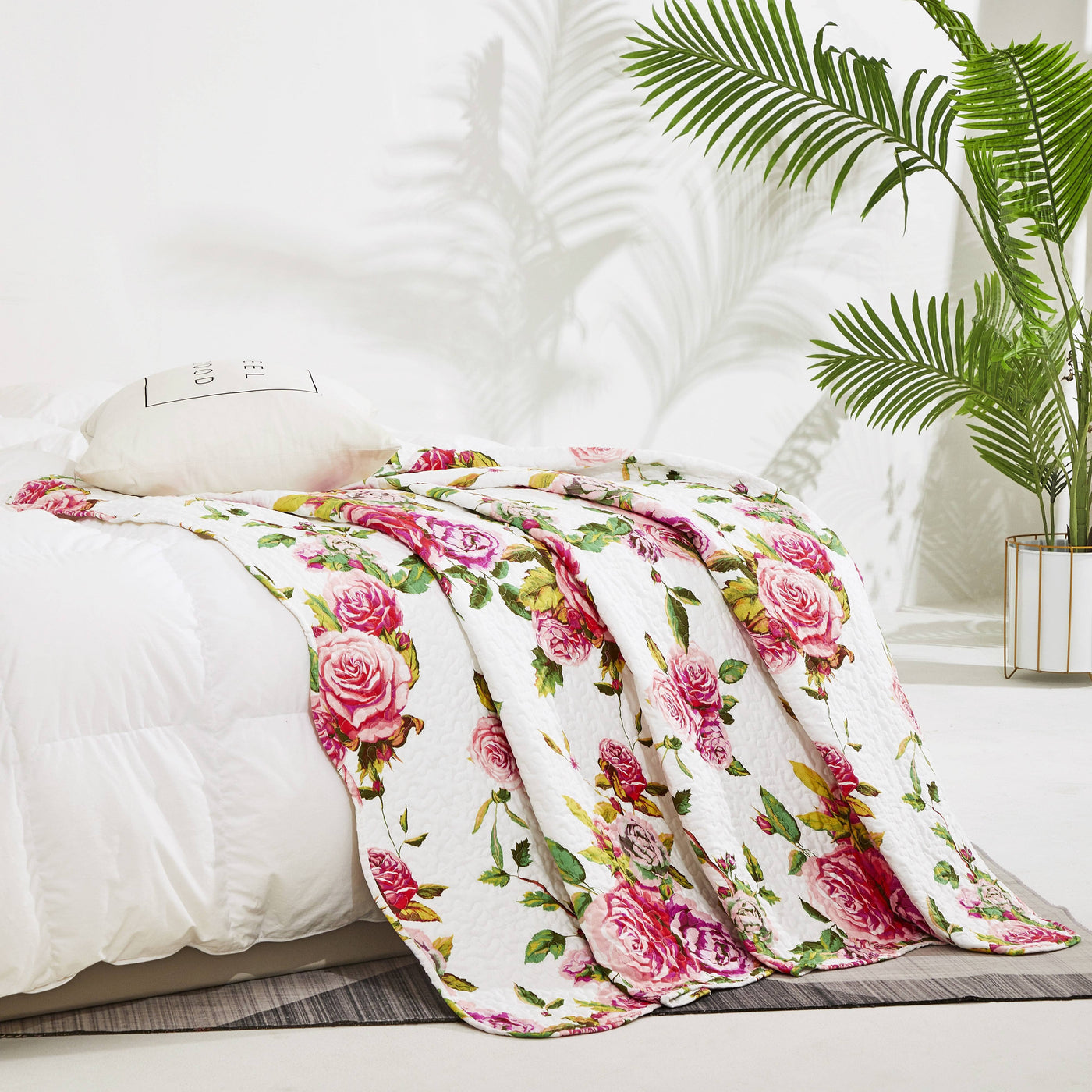 DaDa Bedding Romantic Roses Floral Throw Blanket - Lovely Spring Pink ...