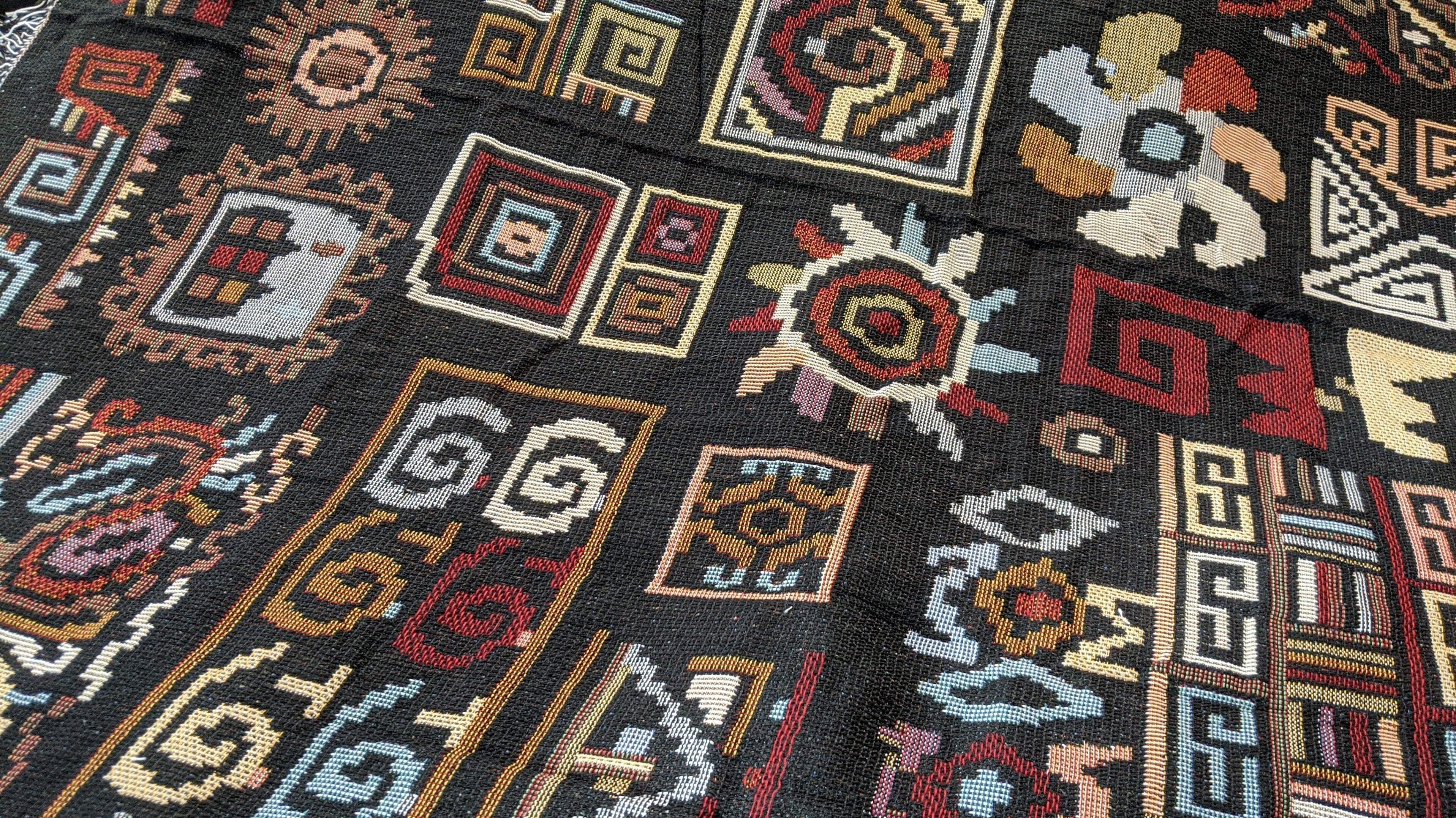 DaDa Bedding Elegant Tapestry Throw Blanket, Ethnic Ornaments Geometri ...