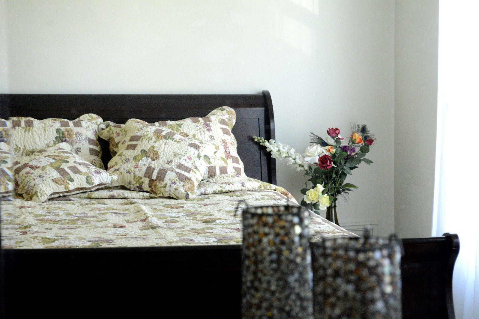 DaDa Bedding Dusty Roses Garden Ivory Yellow & Brown Floral Cottage ...