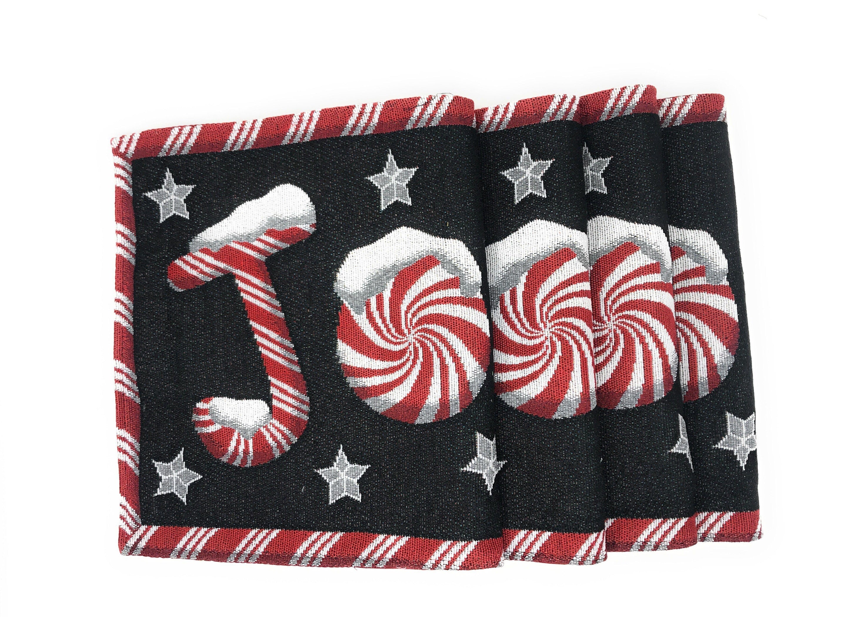 DaDa Bedding Set of 4-Pieces Peppermint Joy Holiday Tapestry Placemats ...